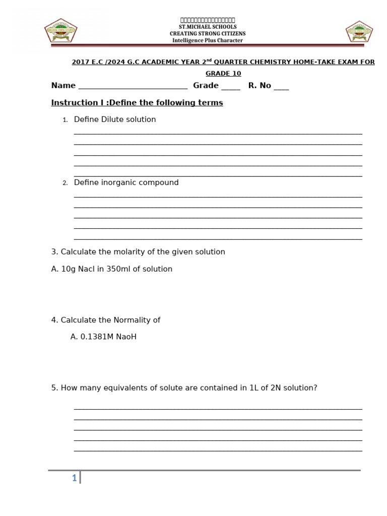 Chem Grade 10 | PDF