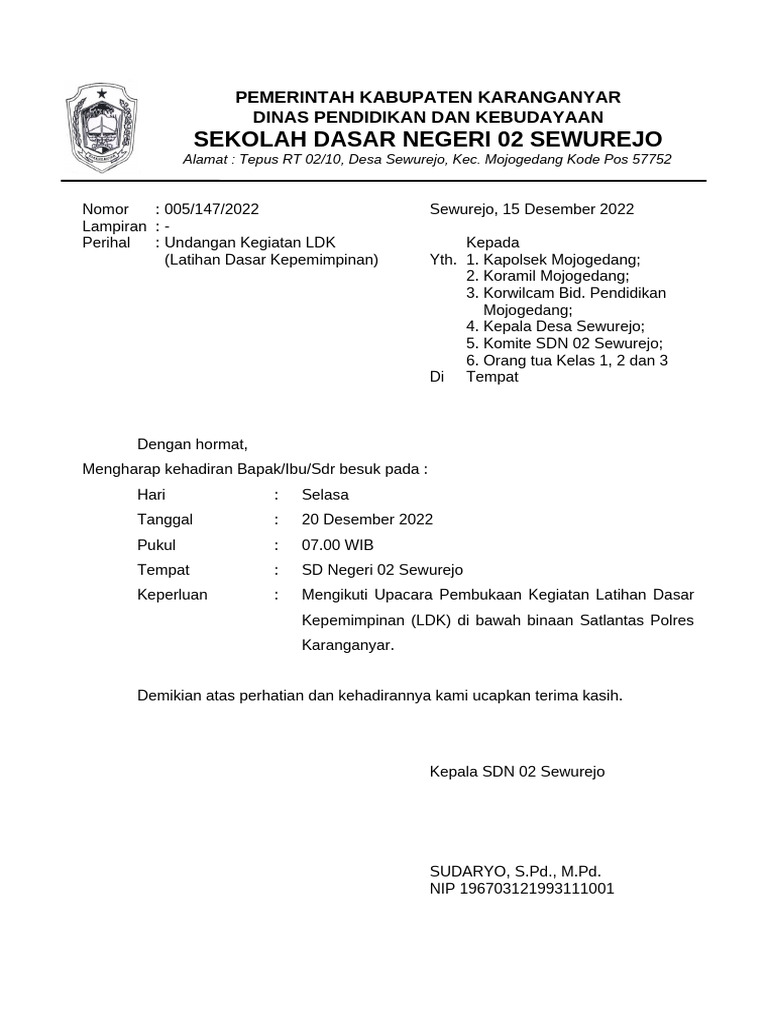 Surat Undangan LDK Pocil | PDF