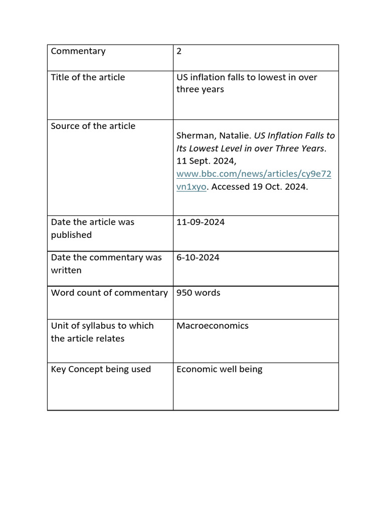 Economics Commentary by Charly Schreiner | PDF | Cost Of Living | Inflation