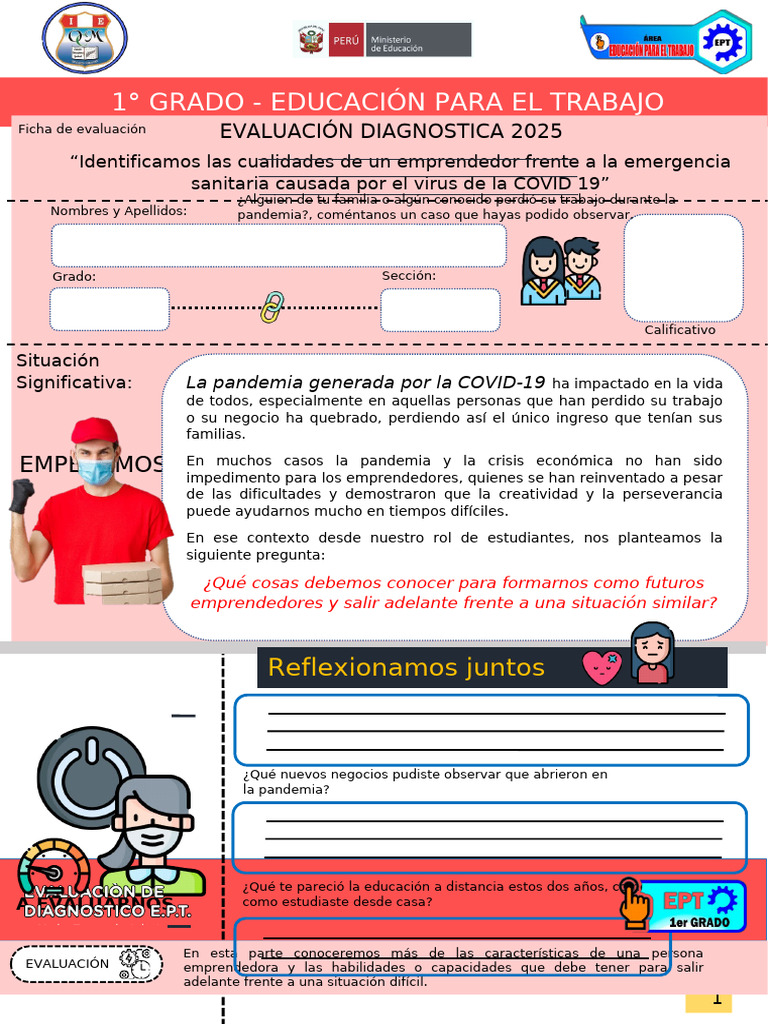 Evaluacion Diagnostica EPT - CICLO - VI - 1° | PDF | Evaluación | Cognición