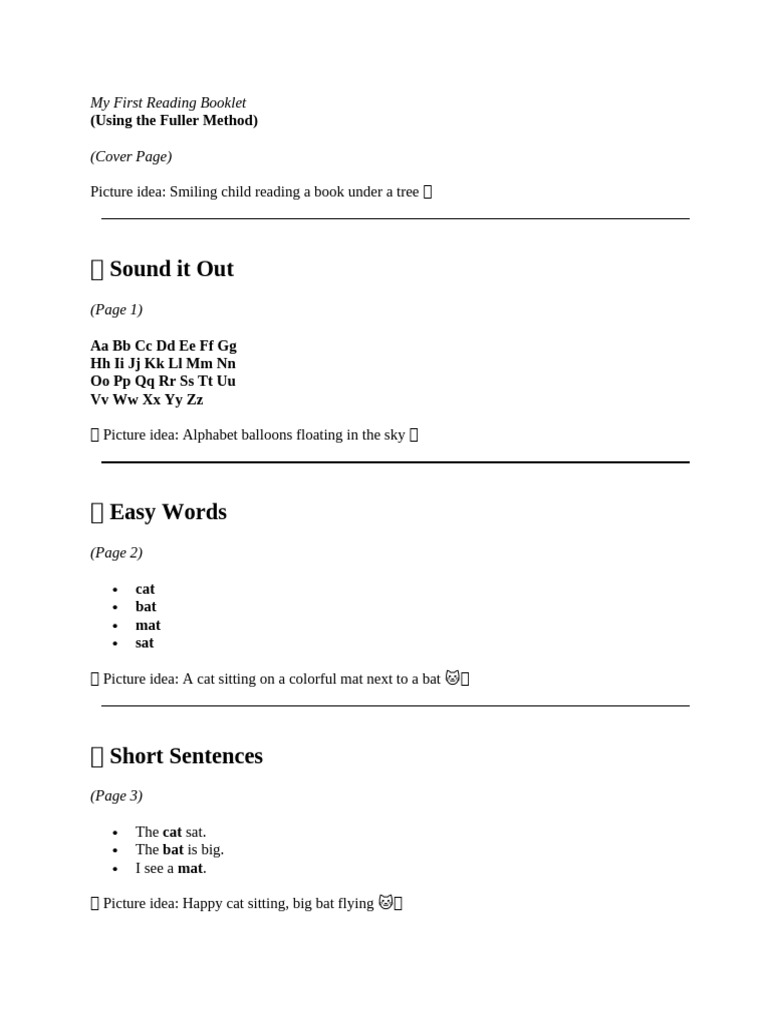My First Reading Booklet | PDF
