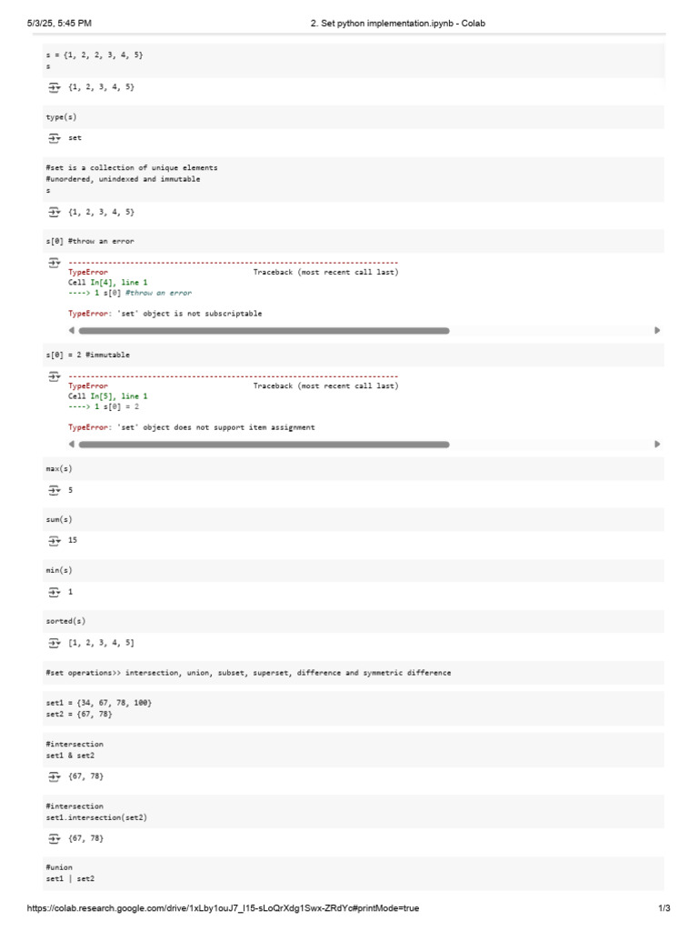 Set Python Implementation Ipynb Colab Pdf Computer Programming Software Engineering