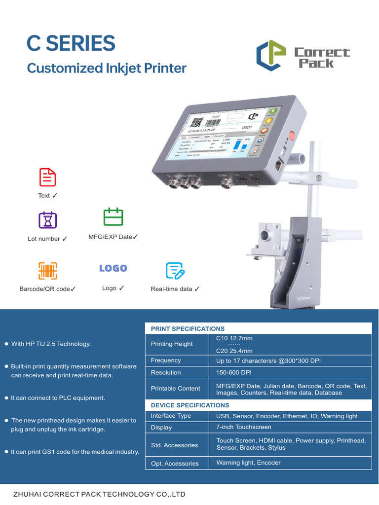 Correct Pack TIJ Printer | PDF | Printer (Computing) | Barcode