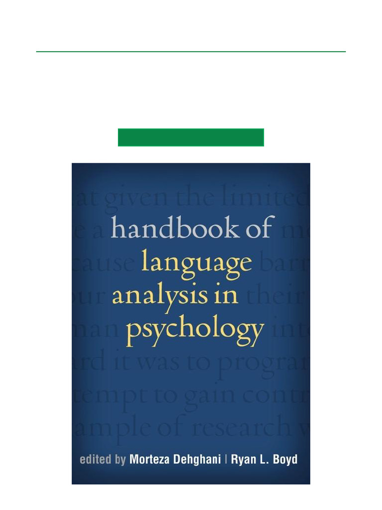 Language Analysis in Psychology Handbook | PDF | Psychology | Books
