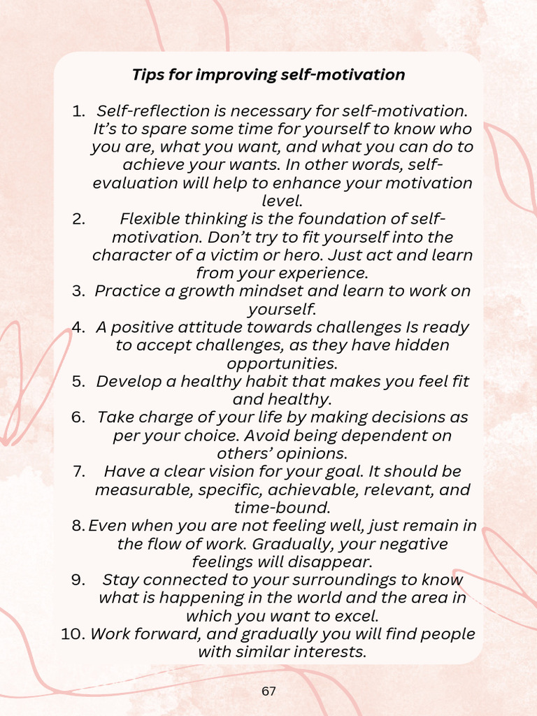 Enhancing Self-Motivation Tips | PDF