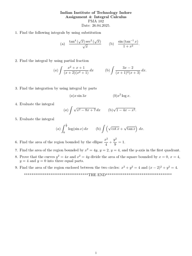 Assignment On Integration PMA 102 | PDF