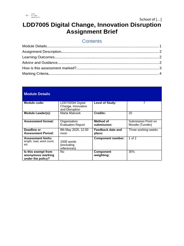 LDD7005 DCID Assessment Brief 1 | PDF | Knowledge | Innovation