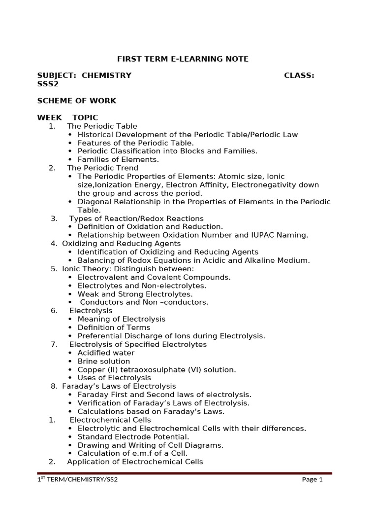 1ST Term S2 Chemistry | PDF | Hydroxide | Ion