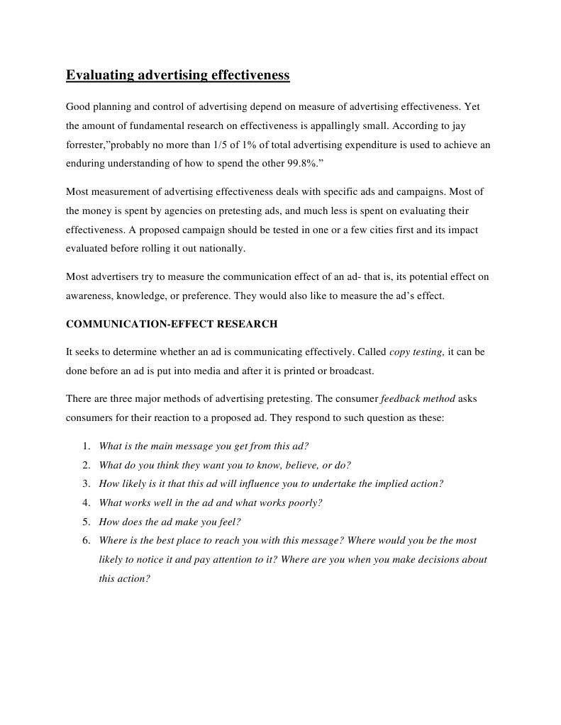 Evaluating Advertising Effectiveness | PDF | Advertising | Evaluation