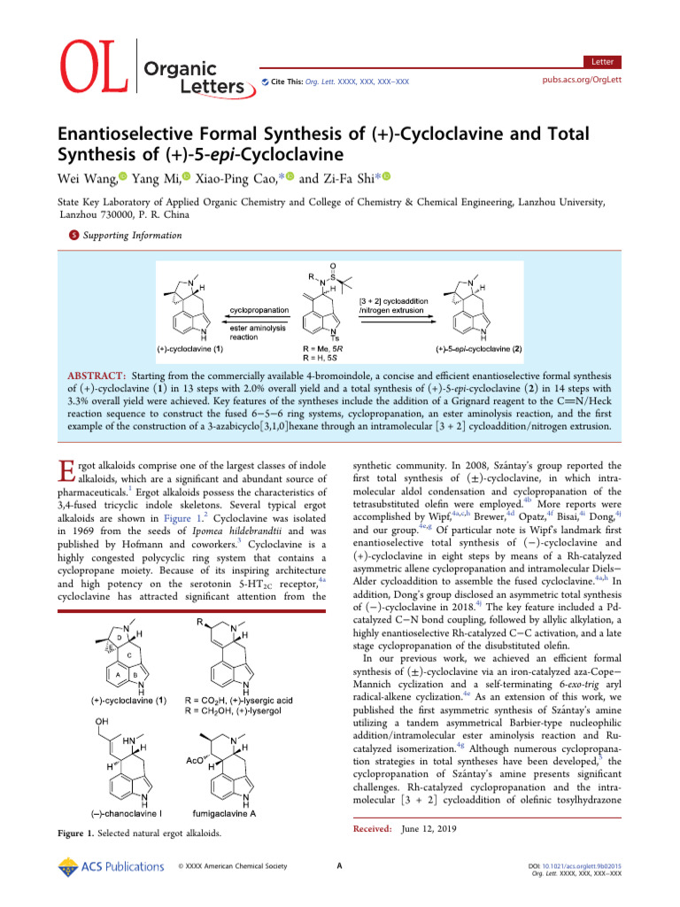 10 1021@acs Orglett 9b02015 | PDF | Enantioselective Synthesis | Alkene