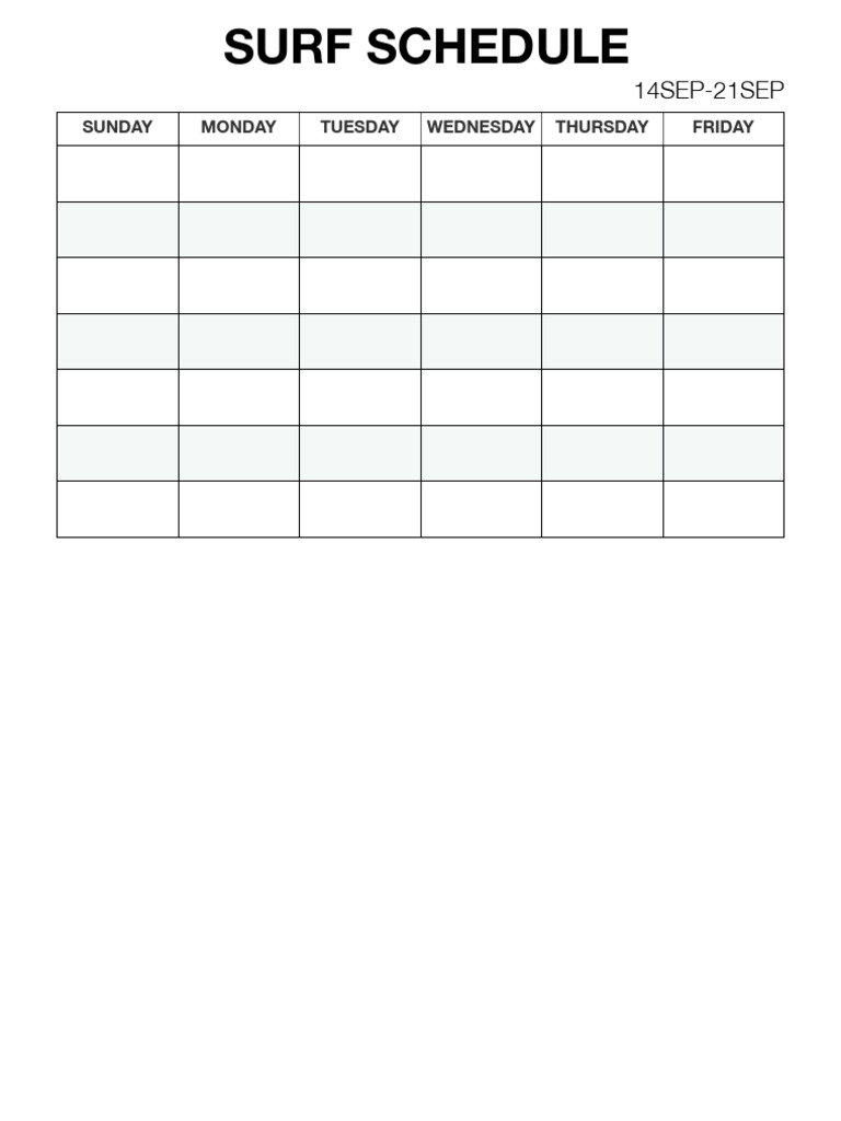Surf Schedule Plantilla | PDF