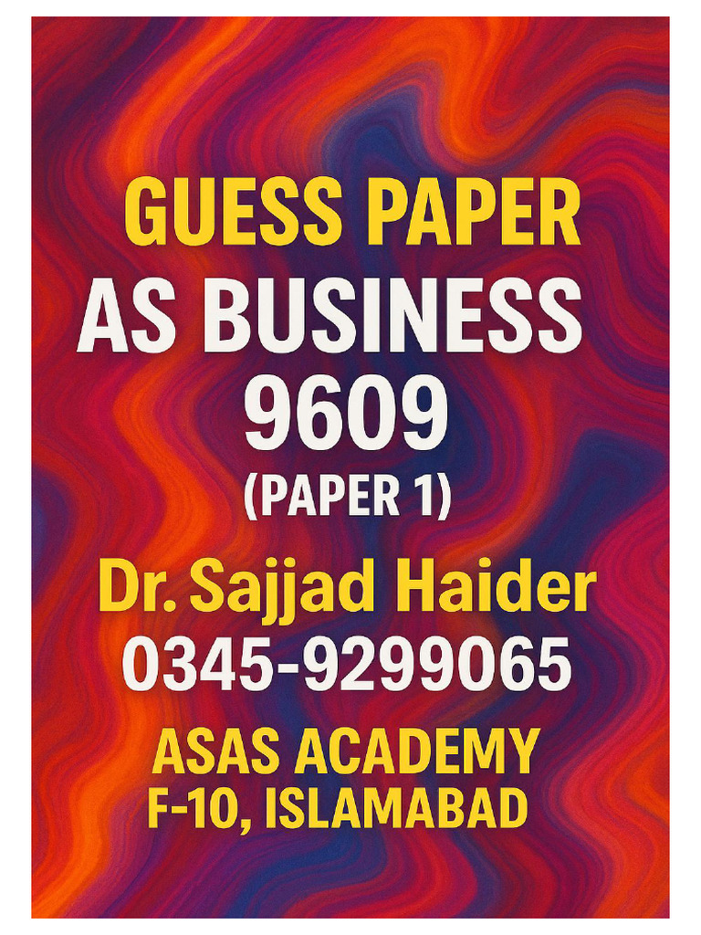Guess Paper For AS Level Business 9609 (Paper 1) - May/June 2025 - Top ...