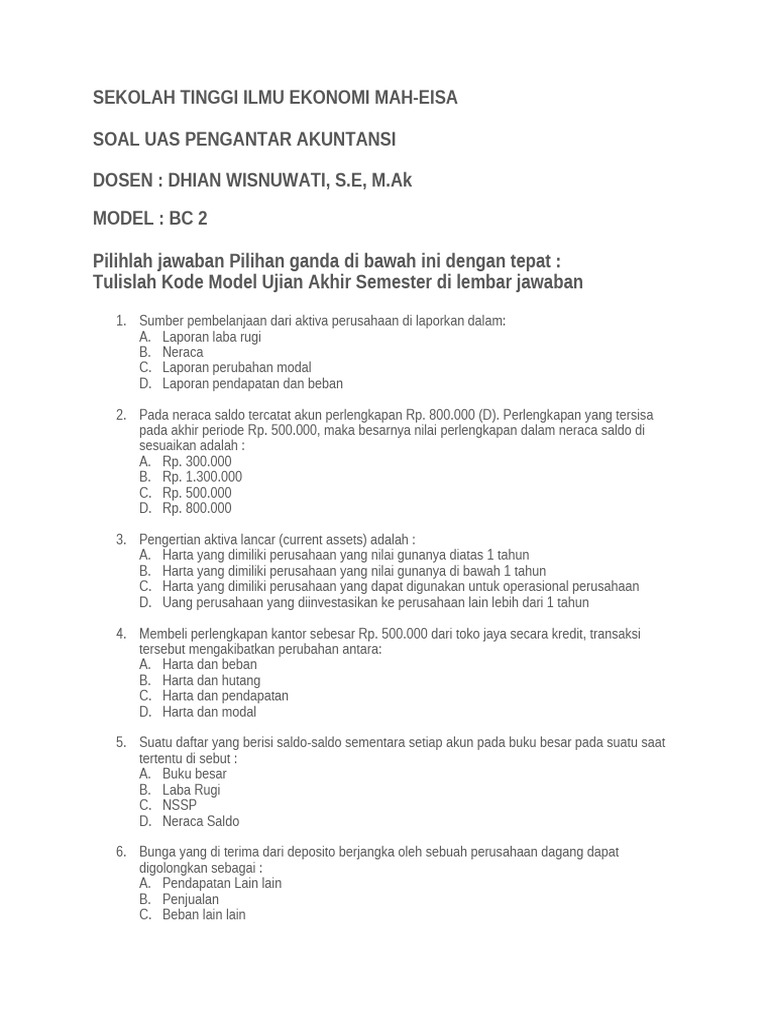 UAS PA Code BC 2 Des 2023 | PDF