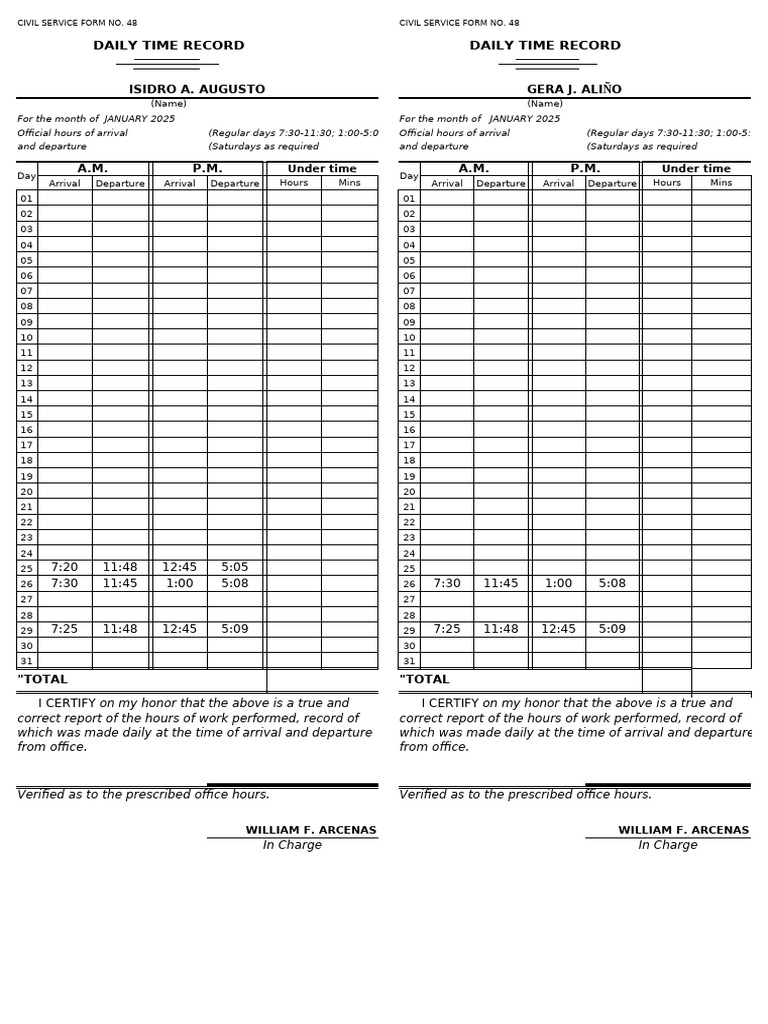 Blank DTR | PDF