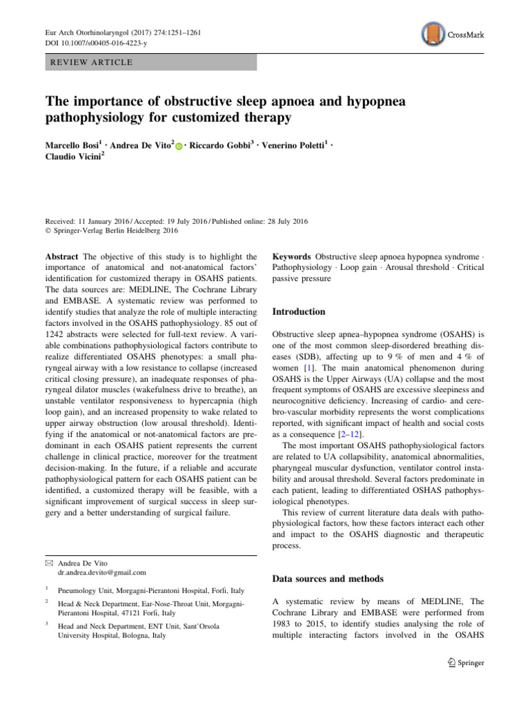 The Importance of OSA and Hypopnea Pathophysiology For Customized ...