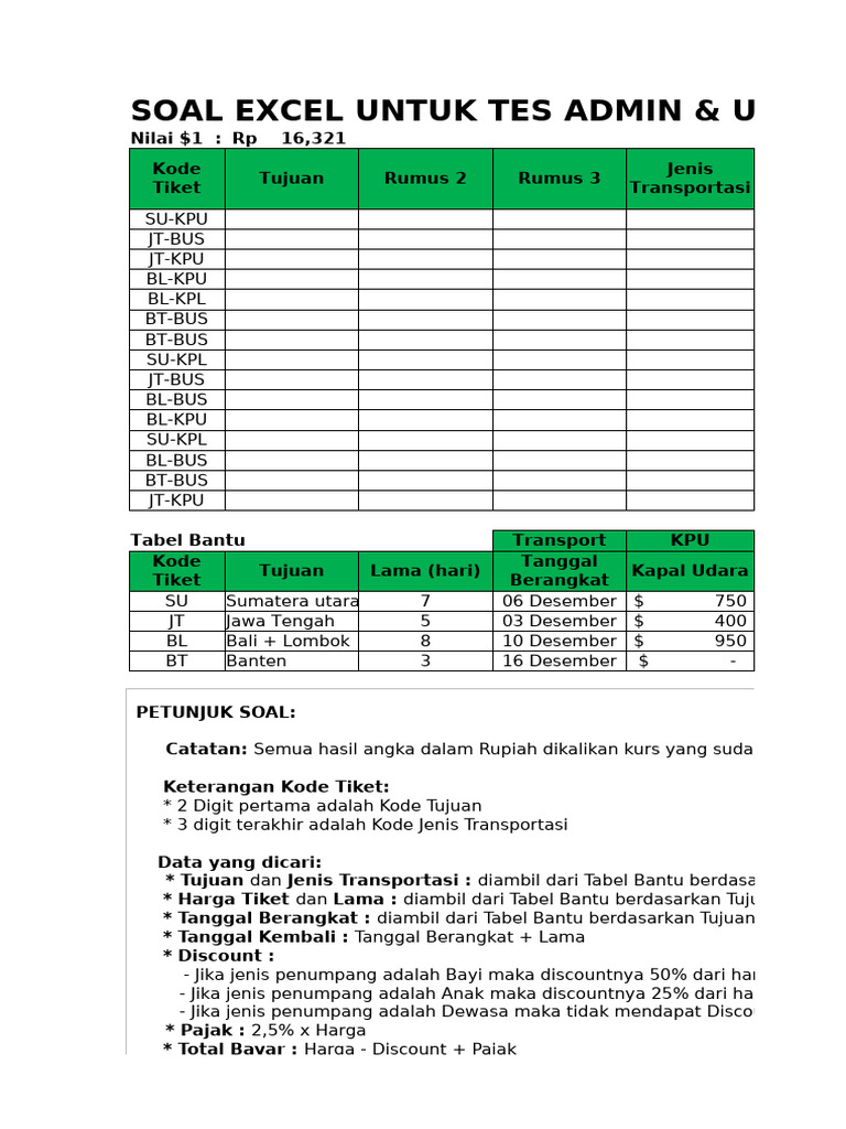 Soal Tes Excel Untuk Tes Admin Dan Uji Kompetensi #18 | PDF