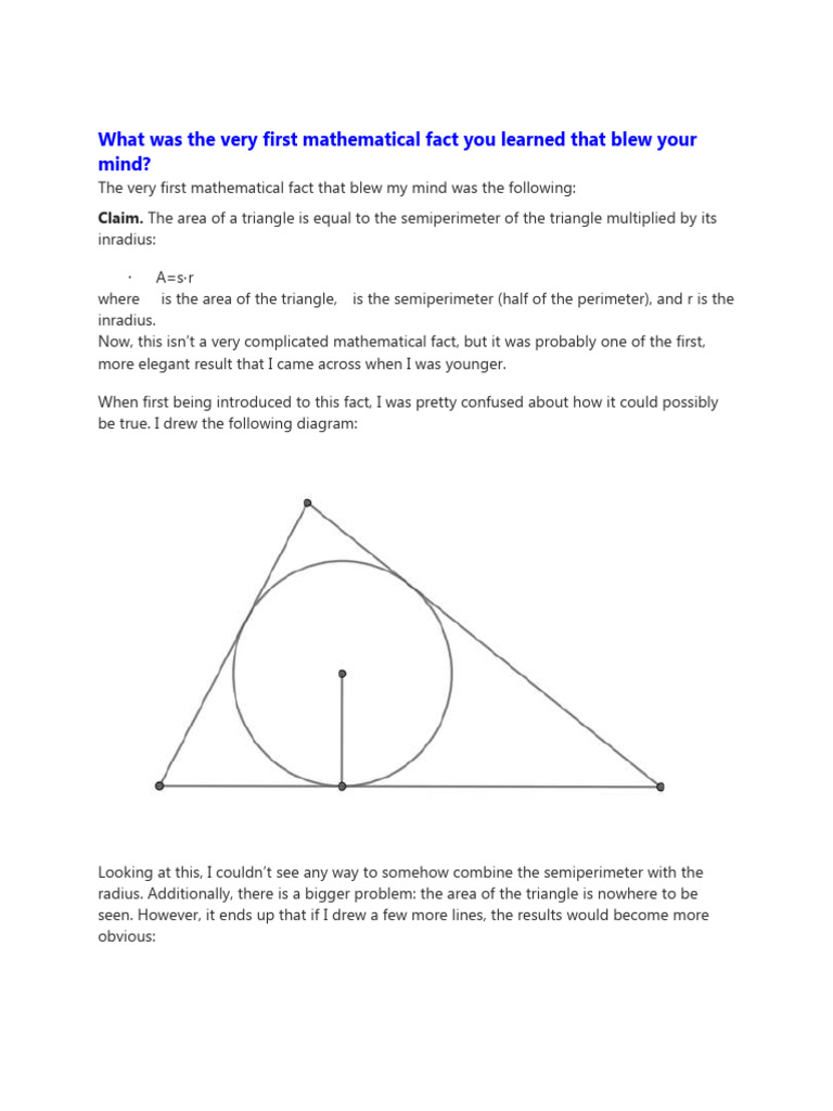 Triangle Area via Semiperimeter and Inradius | PDF