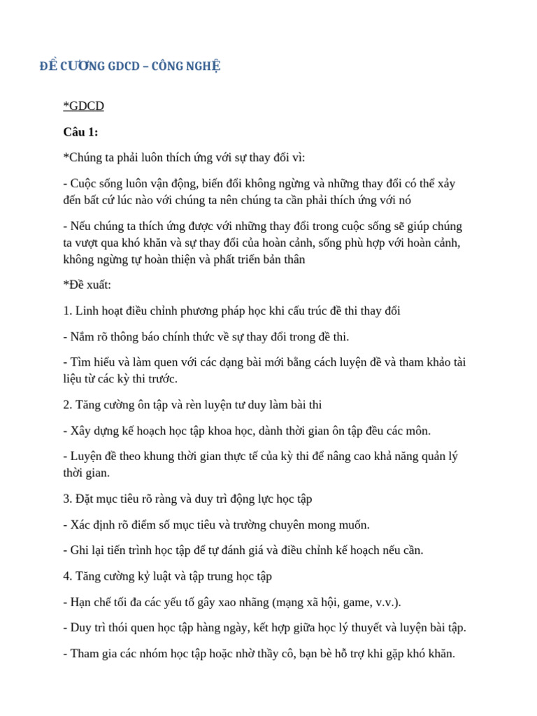 ĐỀ CƯƠNG GDCD | PDF