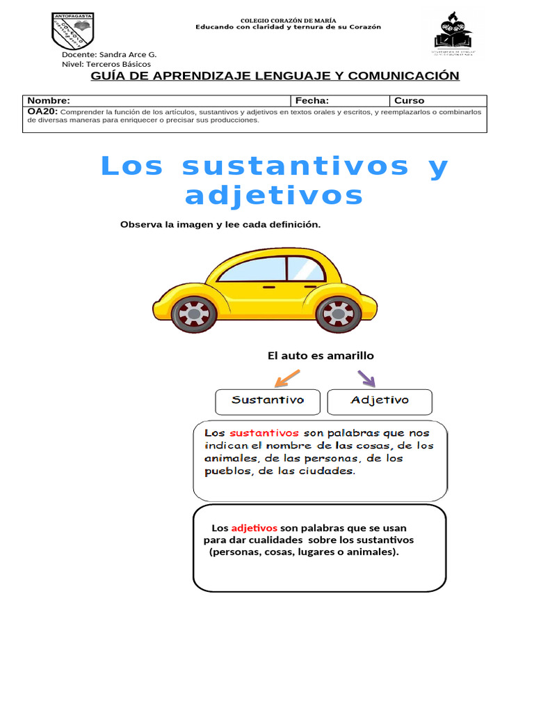 Guia Sustantivos y Adjetivos | PDF | Adjetivo | Sustantivo