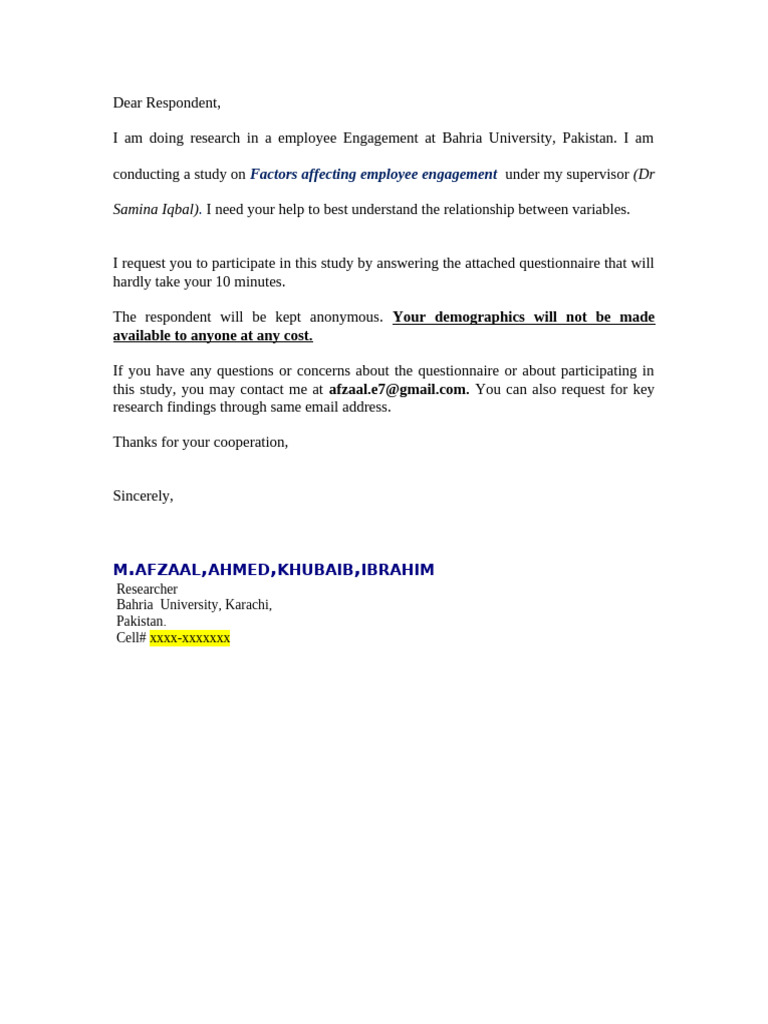 Employee Engagement Study at Bahria University | PDF | Business ...