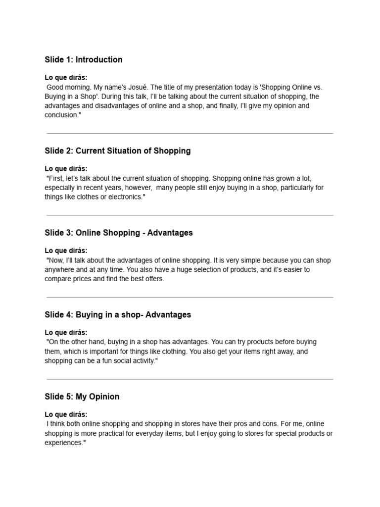 Online vs. In-Store Shopping Pros and Cons | PDF