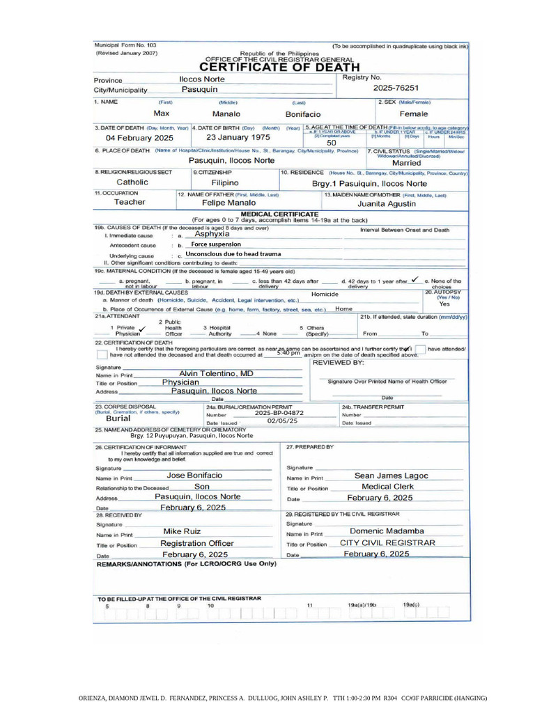 Certificate of Death | PDF