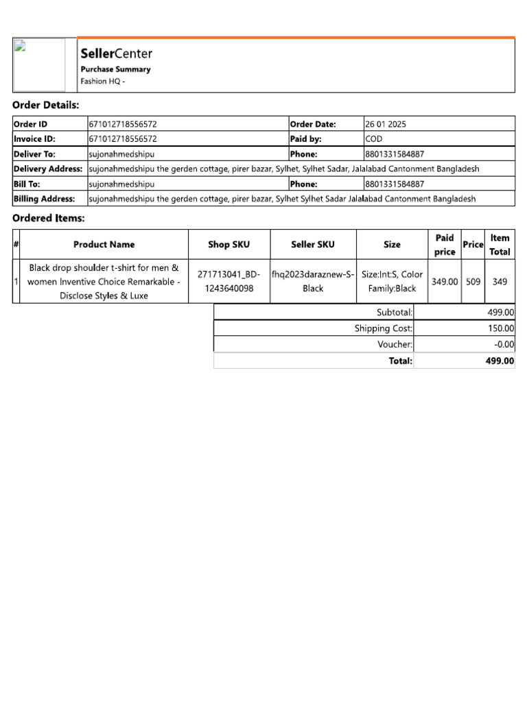 Daraz Order | PDF