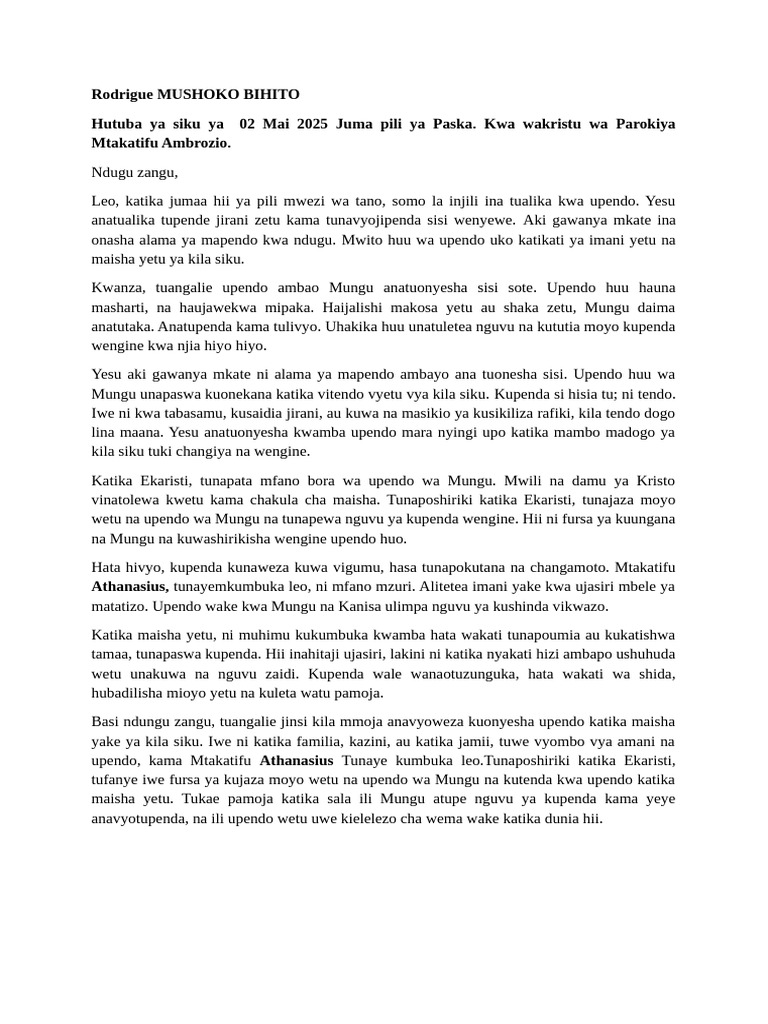 Homélie Messe Blanche | PDF