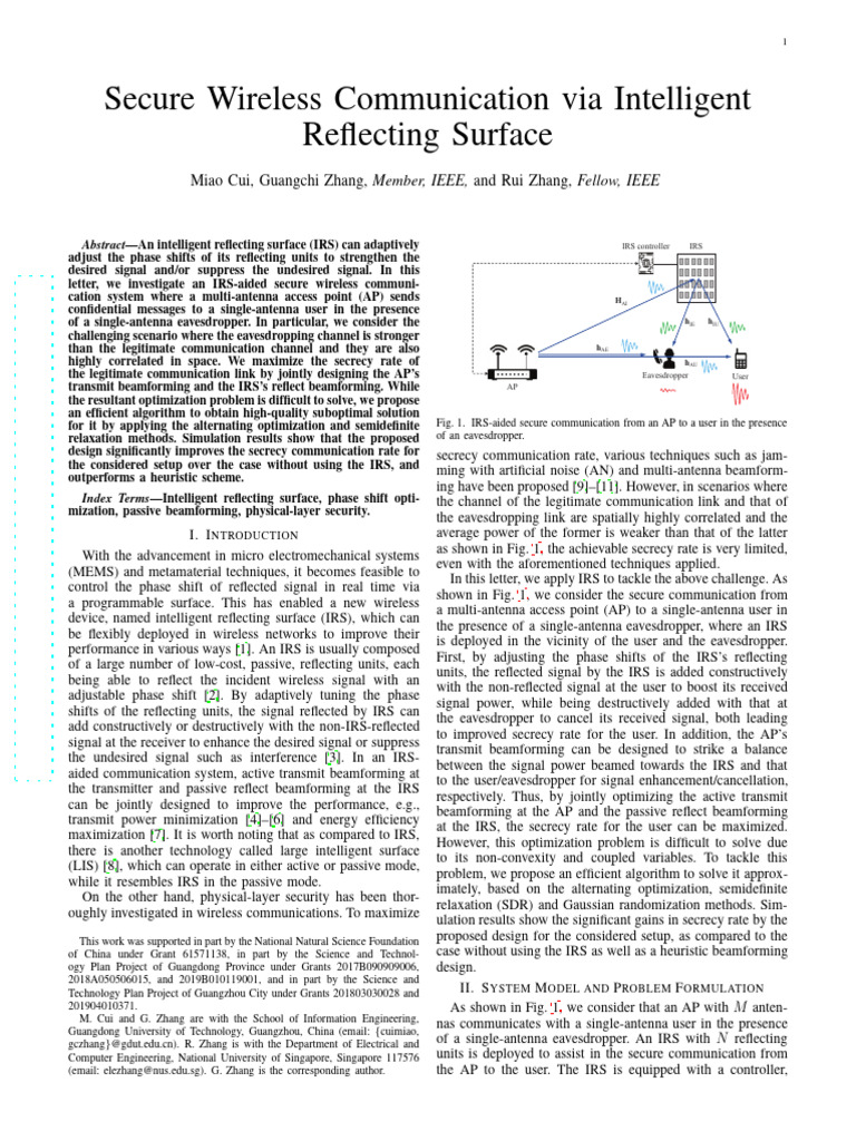 Secure Wireless Communication Via IRS | PDF | Mimo | Telecommunications ...