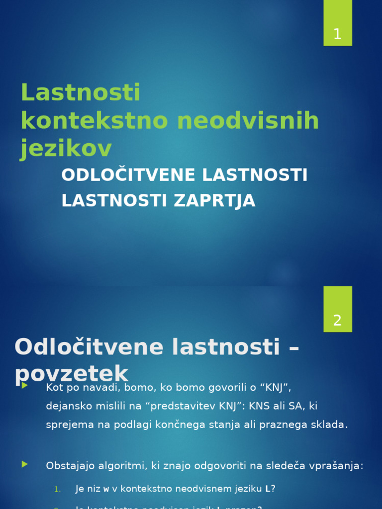 Odlocitvene Lastnosti in Lastnosti Zaprtja Za KNJ | PDF