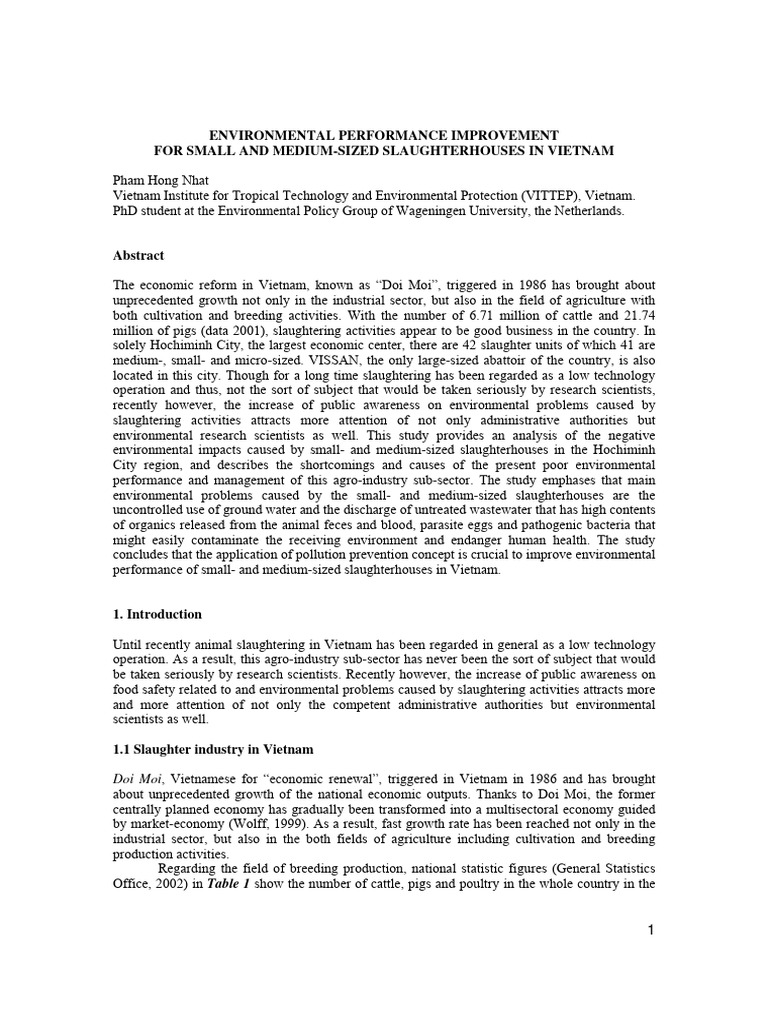 Environmental Performance Improvement Fo | PDF | Animal Slaughter | Water