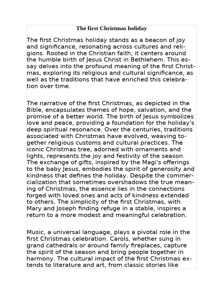 Significance of the First Christmas | PDF