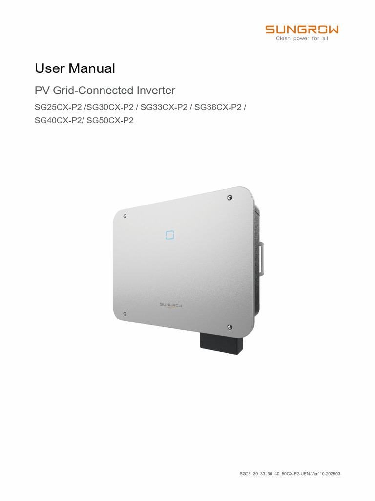 SG25 30 33 36 40 50CX-P2-UEN-Ver110-202503 | PDF | Power Inverter ...