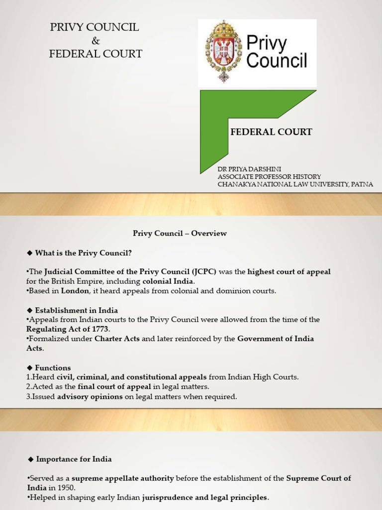 Privy Council and Federal Court in India | PDF | Supreme Courts | Appeal