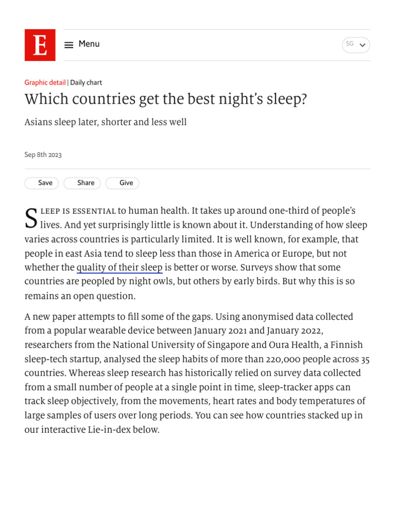 Global Sleep Patterns by Country | PDF | Sleep