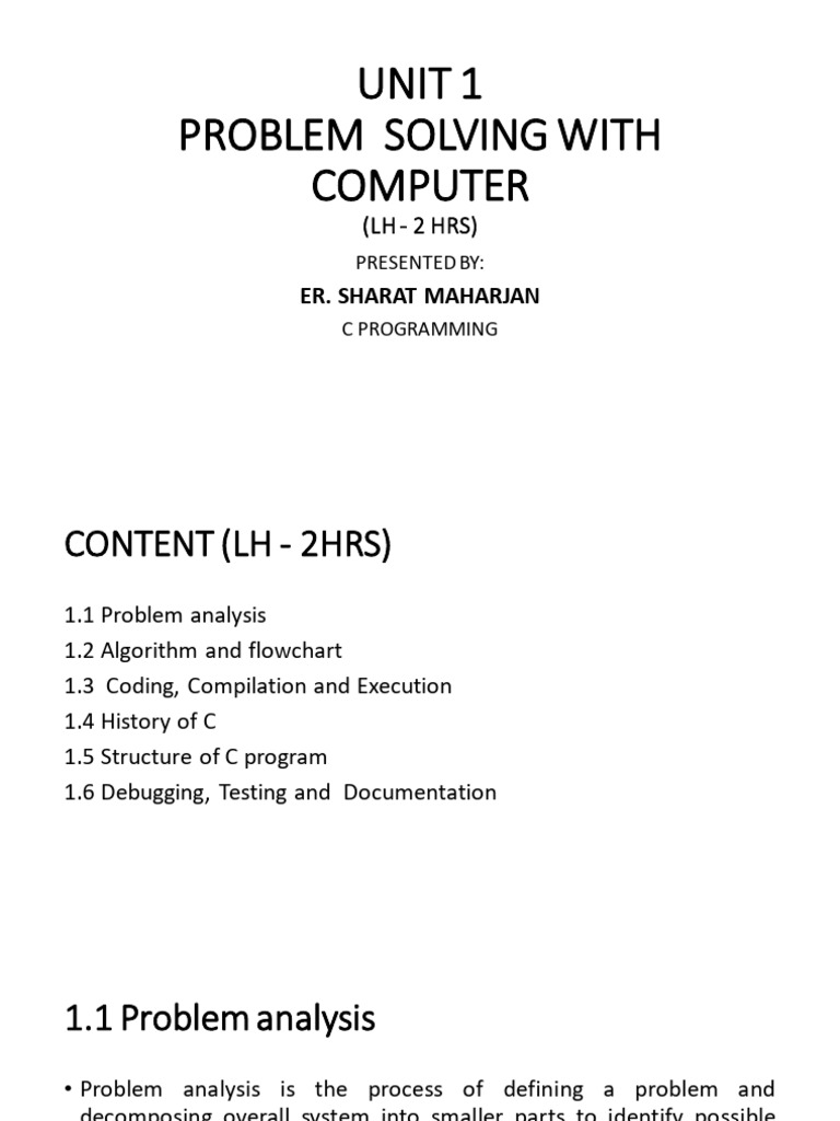UNIT 1 Problem solving with computer | PDF | Algorithms | Computer ... UNIT 1 Problem solving with computer | PDF | Algorithms | Computer ...