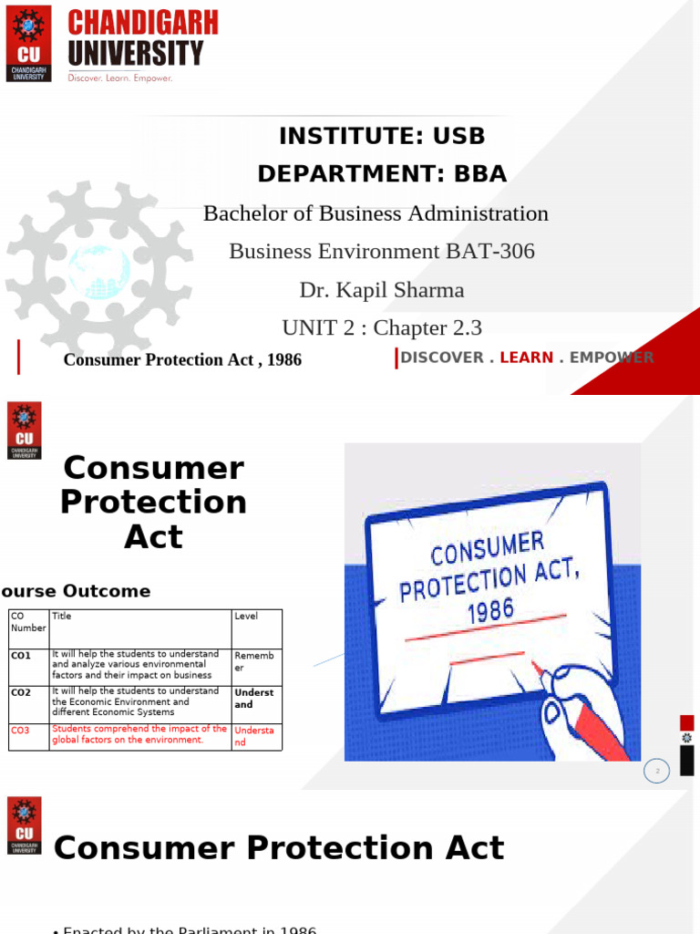2.6 - Consumer Protection Act. 1986 | PDF | Goods | Consumer Protection