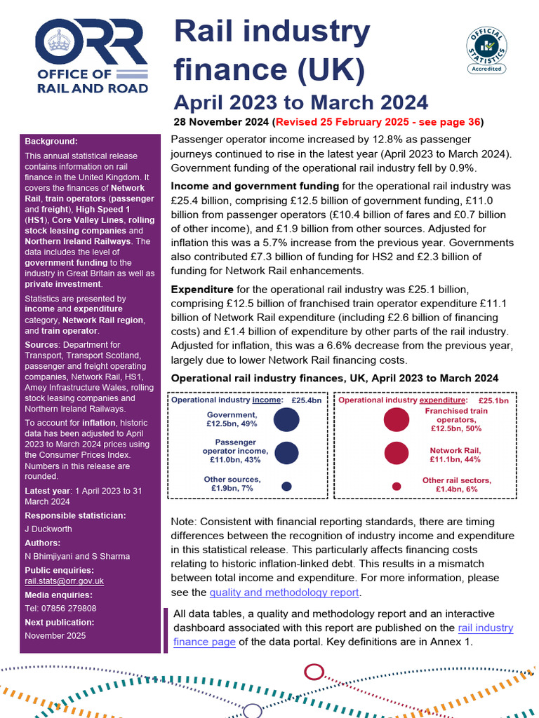 UK Rail Industry Financial Overview 2023-2024 | PDF | Rail Transport ...