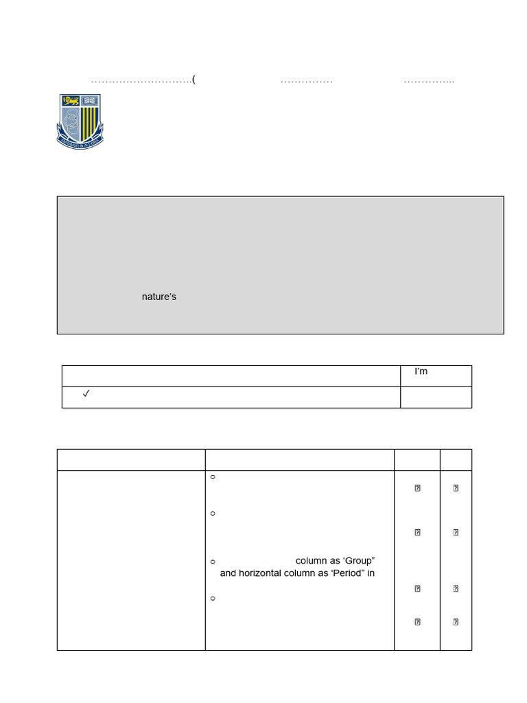 LSS 1EA Handout 3.1 (Student) | PDF | Chemical Elements | Chemical ...