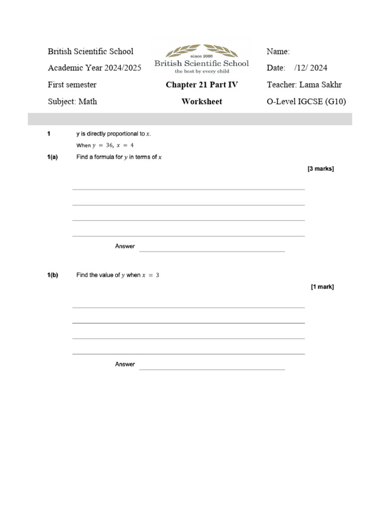 G10 Math Chapter 21 Worksheet Part IV | PDF | Mathematics