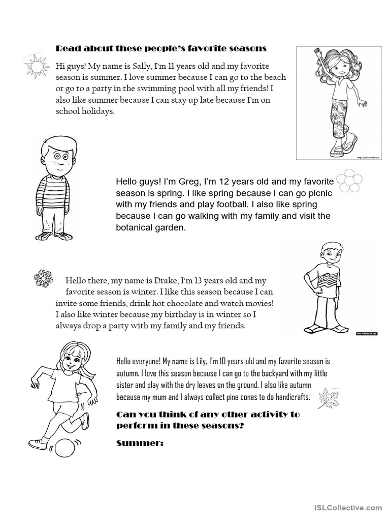 Seasons Writing Activity | PDF