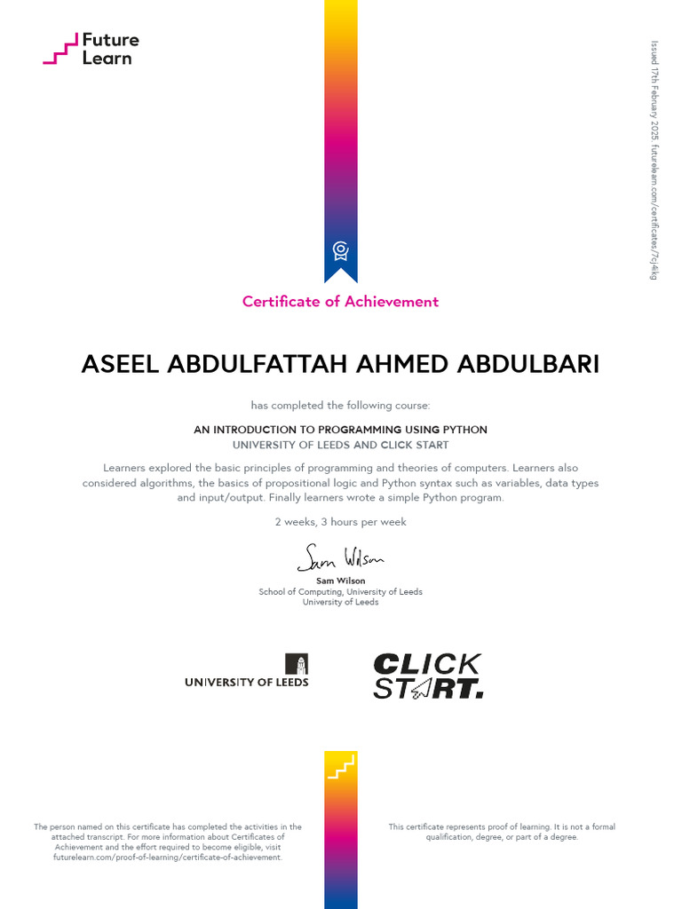 Start Coding Today An Intro To Python Programming For Beginners - Certificate - of - Achievement ...