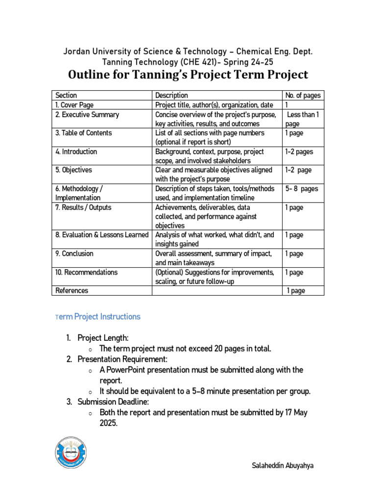 Short Term Project Report Outline | PDF