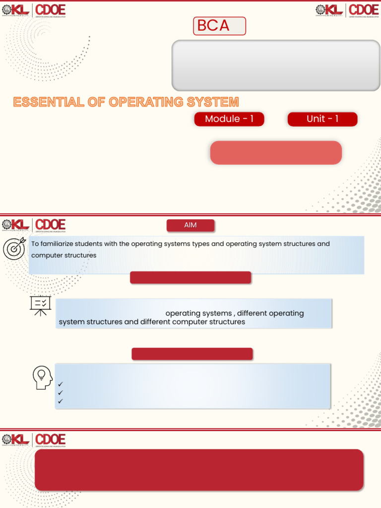 Y24 Final Eos Module 1 Unit 1 | PDF | Operating System | Process (Computing)