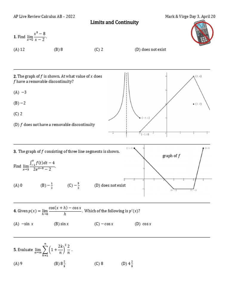 Day 3 - April 20 Limits and Continuity | PDF | Function (Mathematics) | Mathematical Analysis