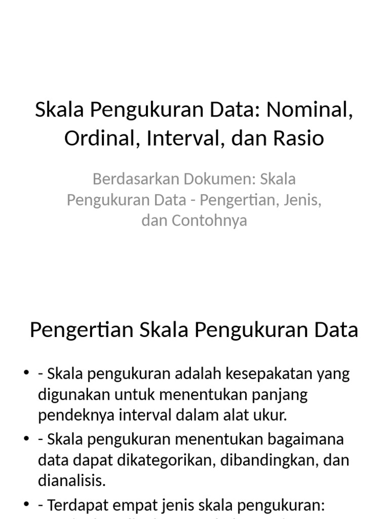 Jenis dan Pengertian Skala Pengukuran | PDF
