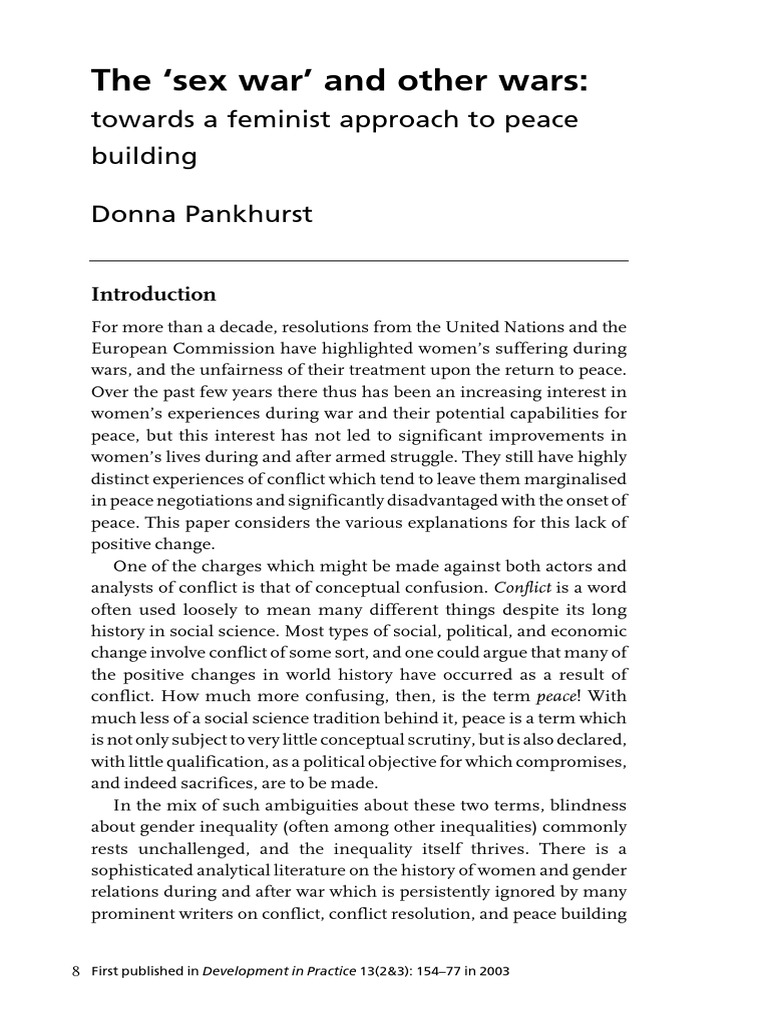 Gender Inequality in Post-Conflict Peacebuilding | PDF | Violence ...