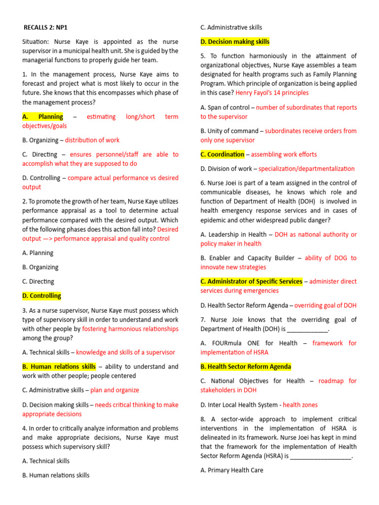 RECALLS 2 (NP1,2,3,4,5 Ratio) | PDF | Nursing | Caregiver