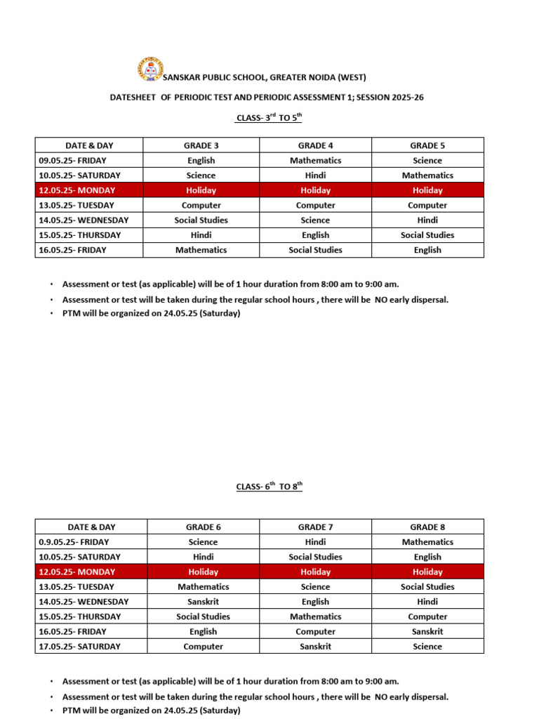 SPS DATESHEET PT 1 GRADE 3 TO 10 & 12 Rev | PDF