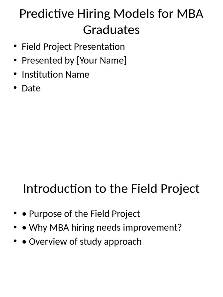Field Project Presentation | PDF